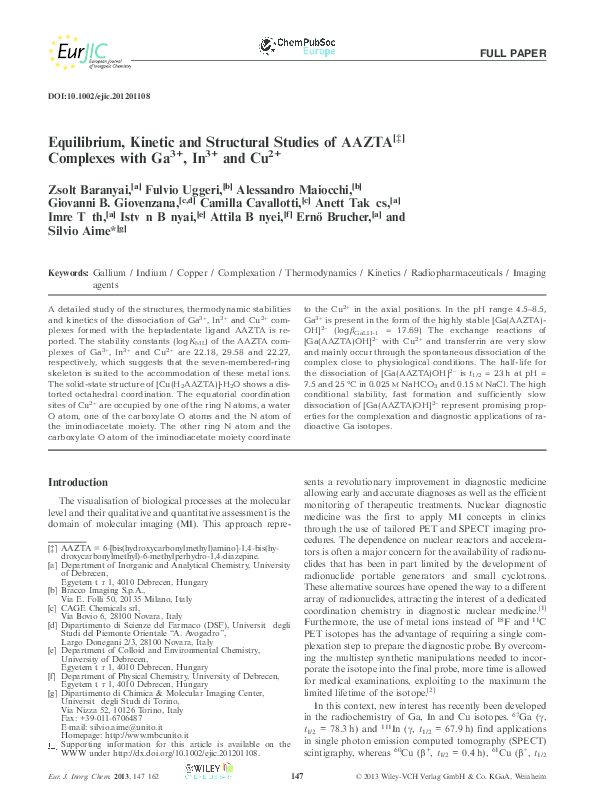 (PDF) Equilibrium, Kinetic and Structural Studies of AAZTA Complexes ...