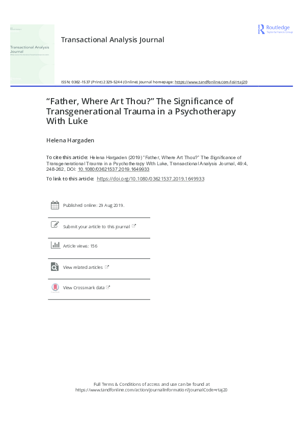 (PDF) Transgenerational Trauma in a Psychotherapy With Luke