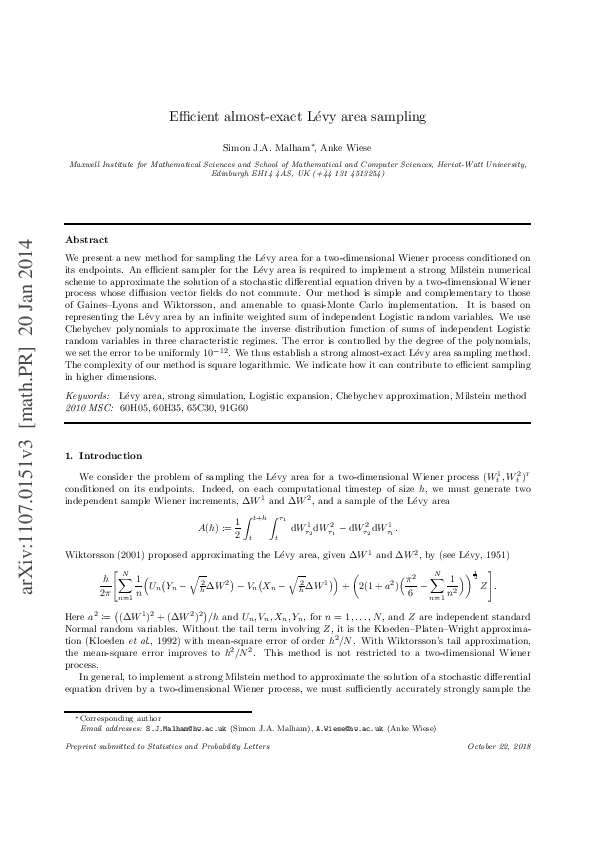 (PDF) Levy area logistic expansion and simulation
