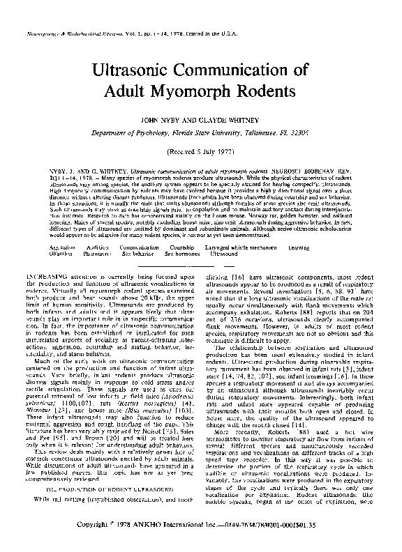 (PDF) Ultrasonic communication of adult myomorph rodents