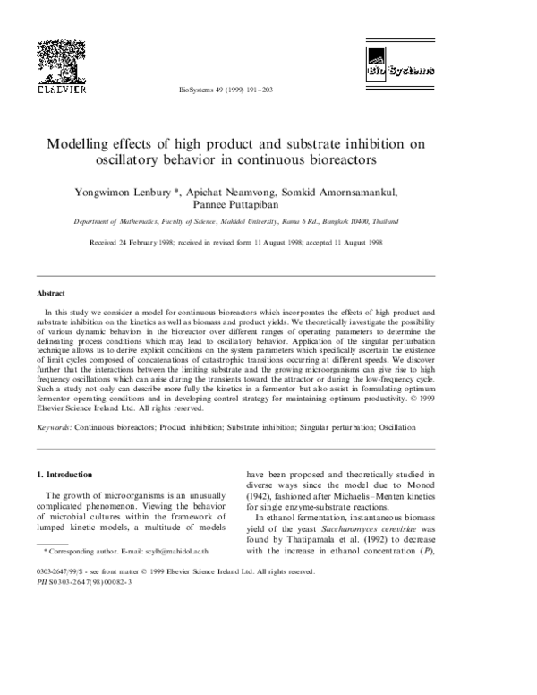 (PDF) Modelling effects of high product and substrate inhibition on oscillatory behavior in ...