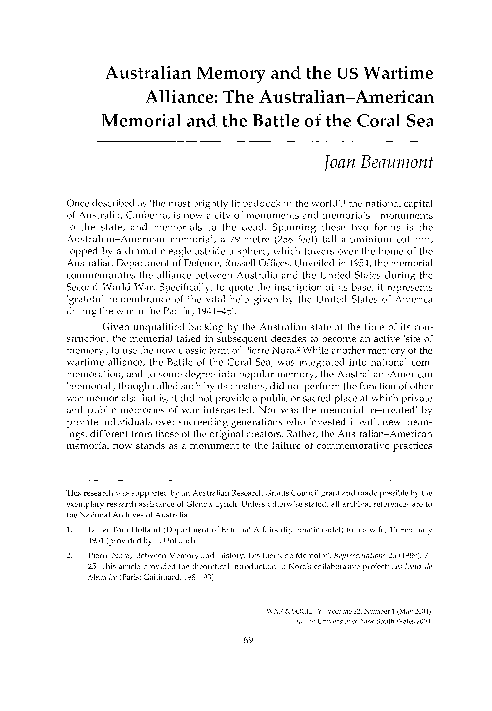 (PDF) 2004. 'Australian Memory and the US Wartime Alliance: The ...