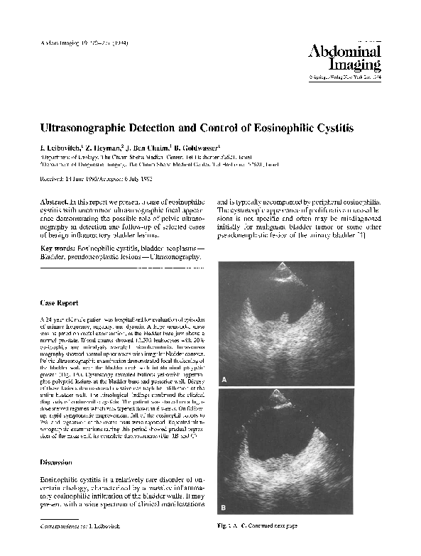 (PDF) Ultrasonographic detection and control of eosinophilic cystitis