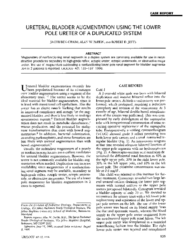 Ureteral bladder augmentation using the lower pole ureter of a ...