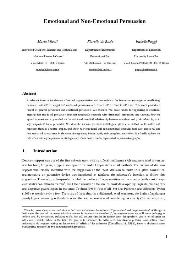 (PDF) Emotional and Non-Emotional Persuasion