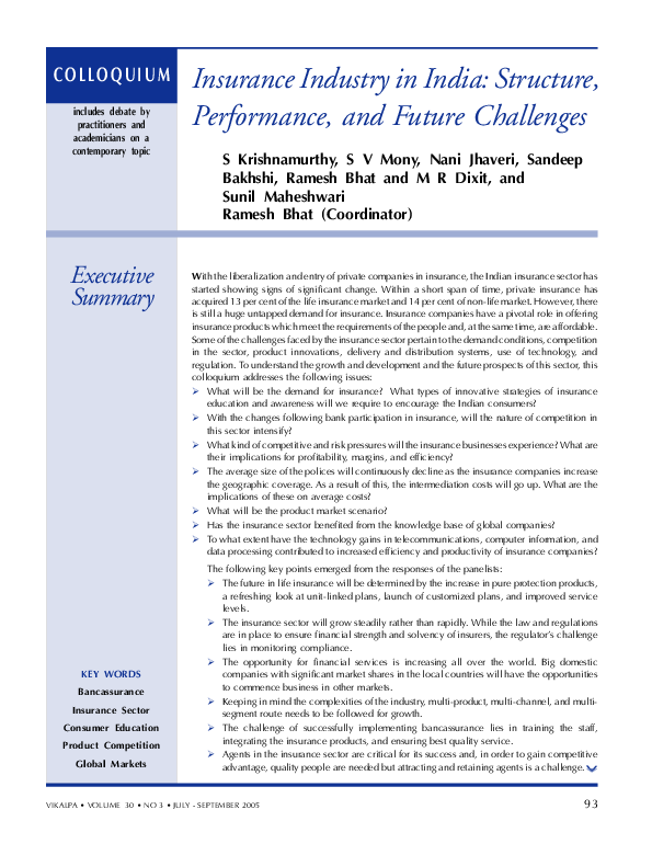 (PDF) Insurance Industry in India: Structure, Performance, and Future ...