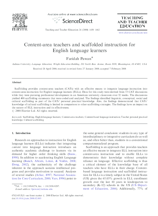 (PDF) Content-area teachers and scaffolded instruction for English ...