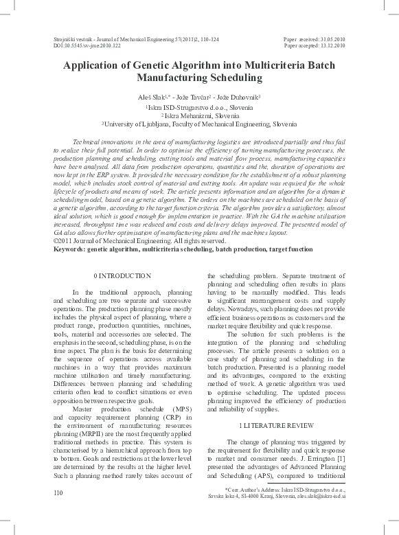 Pdf Application Of Genetic Algorithm Into Multicriteria Batch