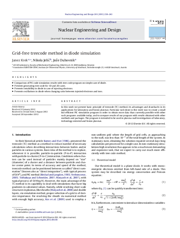 (PDF) Grid-free treecode method in diode simulation