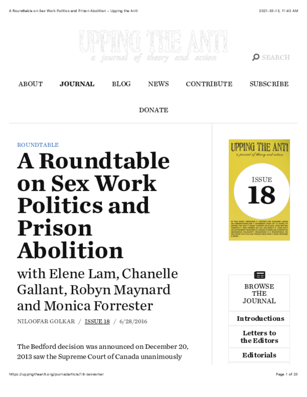 (PDF) A Roundtable on Sex Work Politics and Prison Abolition with Elene ...