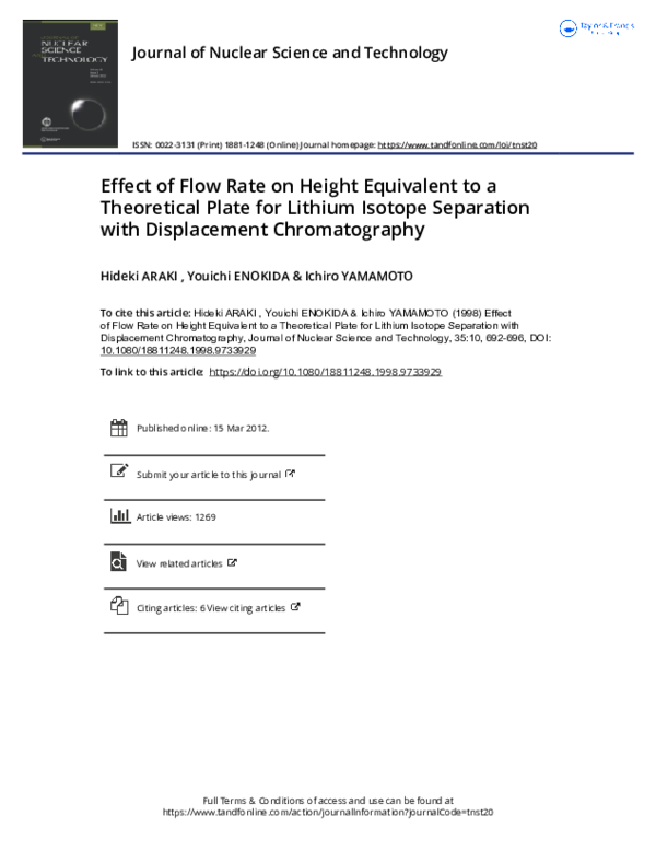 (PDF) Effect of Flow Rate on Height Equivalent to a Theoretical Plate ...