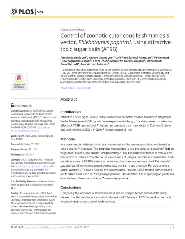 (PDF) Control of zoonotic cutaneous leishmaniasis vector, Phlebotomus ...