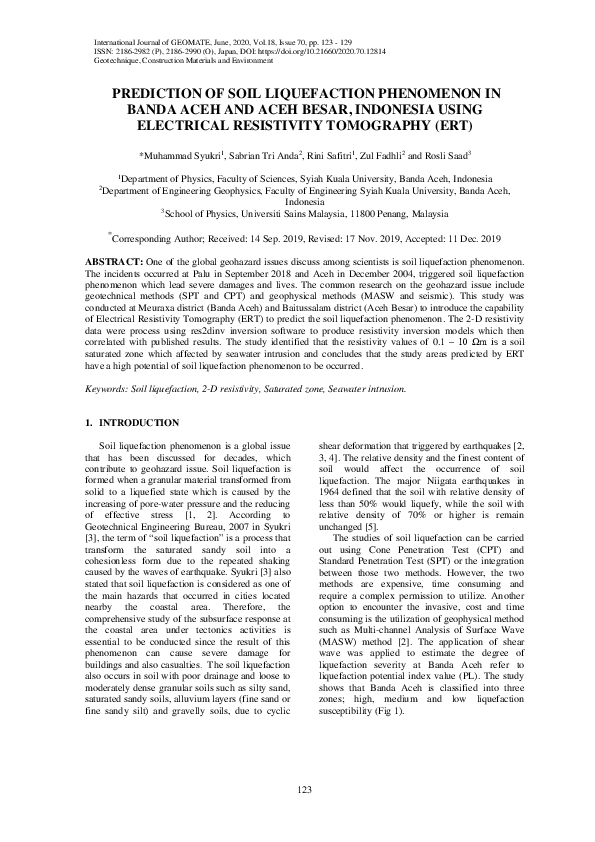 (PDF) Prediction of Soil Liquefaction Phenomenon in Banda Aceh and Aceh ... (PDF) Prediction of Soil Liquefaction Phenomenon in Banda Aceh and Aceh ...