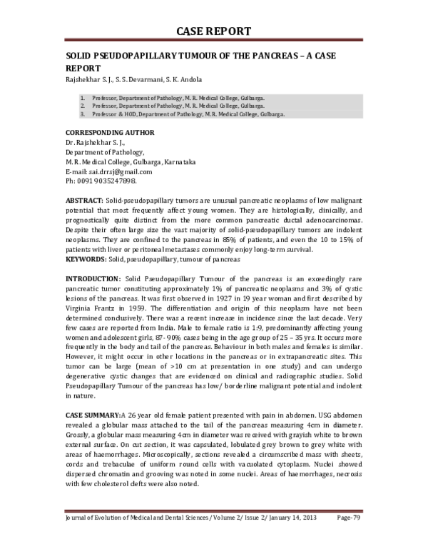 (PDF) Solid Pseudopapillary Tumour of the Pancreas - a case report
