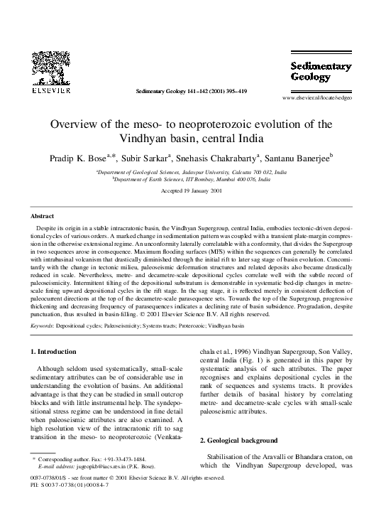 (PDF) Overview of the meso- to neoproterozoic evolution of the Vindhyan ...
