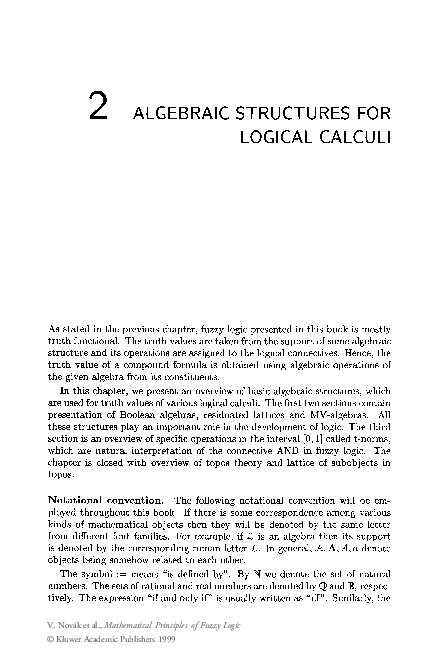 Pdf Algebraic Structures For Logical Calculi