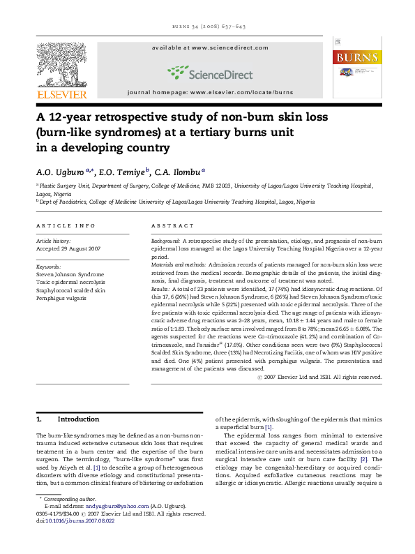 (PDF) A 12-year retrospective study of non-burn skin loss (burn-like ...