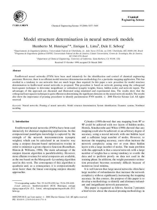 (PDF) Model structure determination in neural network models