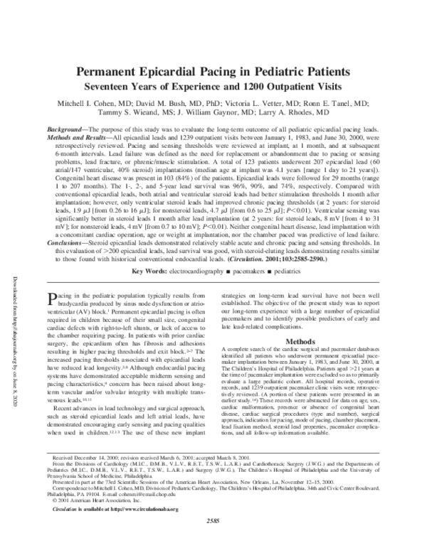 (PDF) Permanent Epicardial Pacing in Pediatric Patients : Seventeen ...