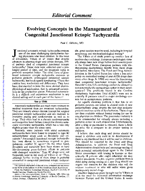 (PDF) Evolving concepts in the management of congenital junctional ...
