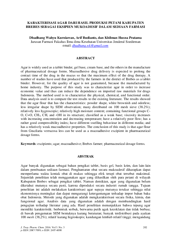 (PDF) Karakterisasi Agar Dari Hasil Produksi Petani Kabupaten Brebes ...