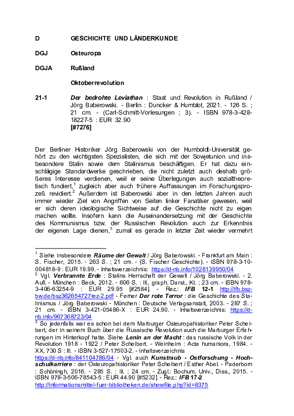 (PDF) IFB-Rezension Der bedrohte Leviathan : Staat und Revolution in ...