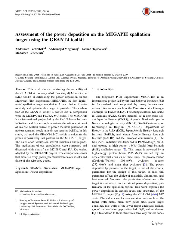 (PDF) Assessment of the power deposition on the MEGAPIE spallation ...