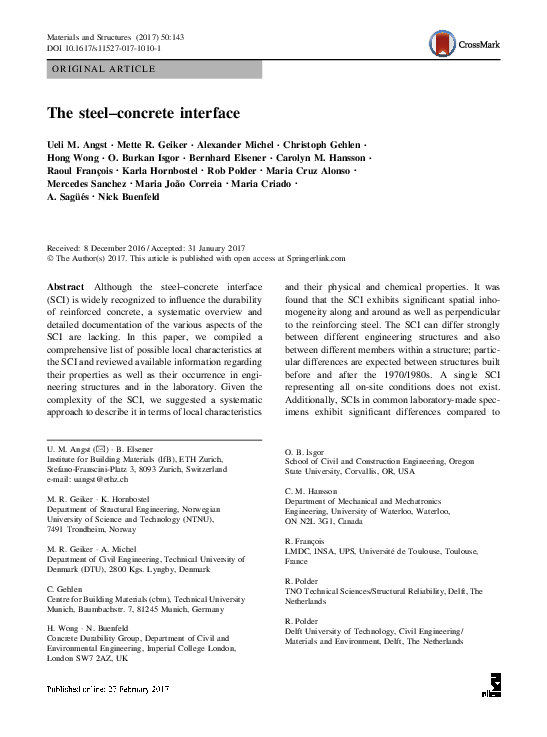 (PDF) The steel–concrete interface