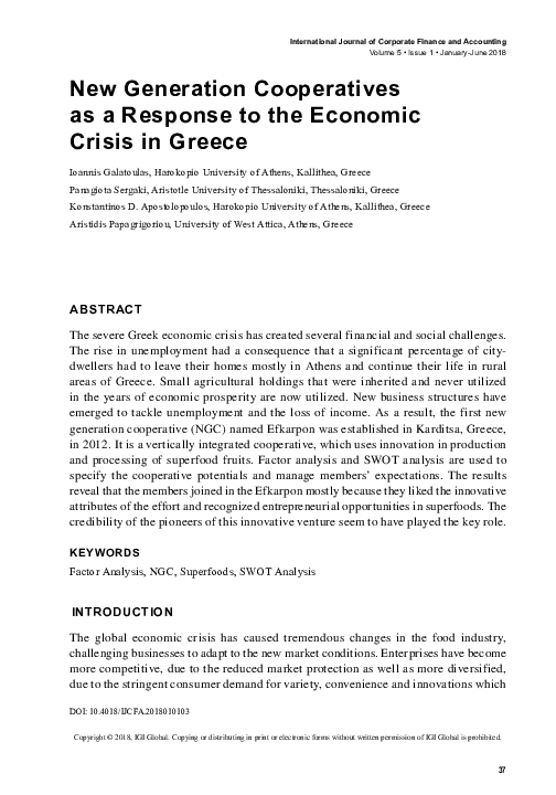 (PDF) New Generation Cooperatives as a Response to the Economic Crisis ...