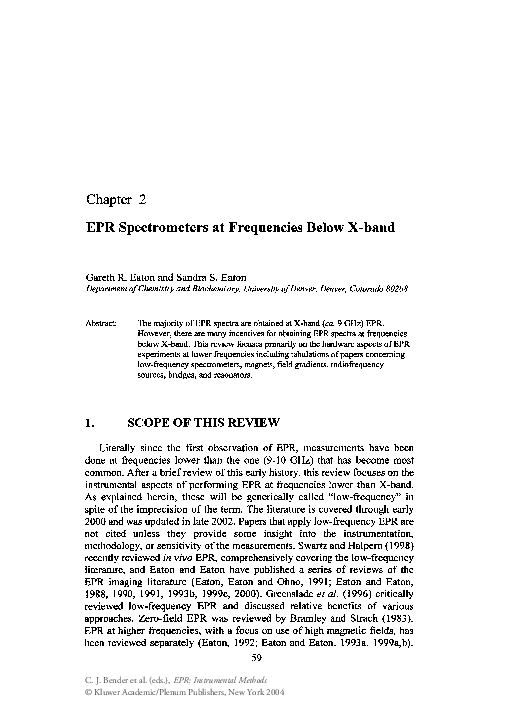 (PDF) EPR Spectrometers at Frequencies Below X-Band