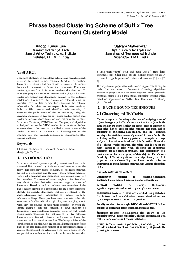 (PDF) Phrase based Clustering Scheme of Suffix Tree Document Clustering ...