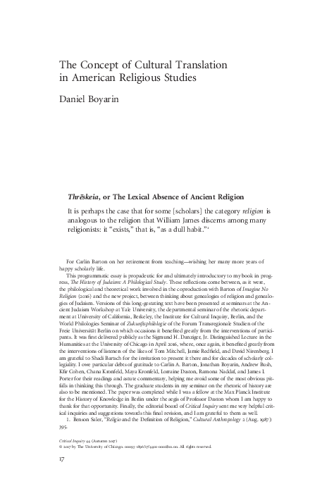 (PDF) Daniel Boyarin, “The Concept of Cultural Translation in American ...