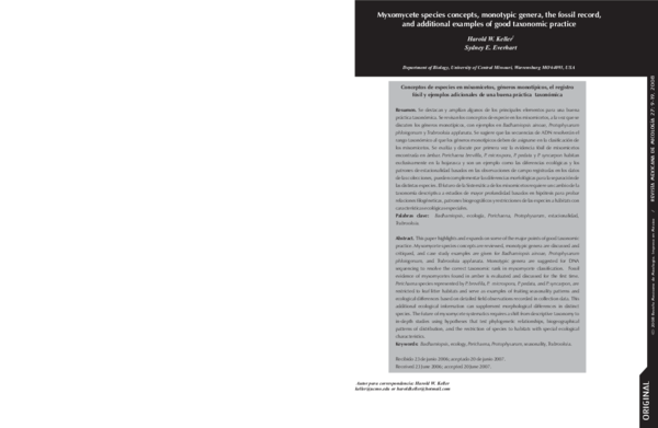 (PDF) Myxomycete species concepts, monotypic genera, the fossil record ...