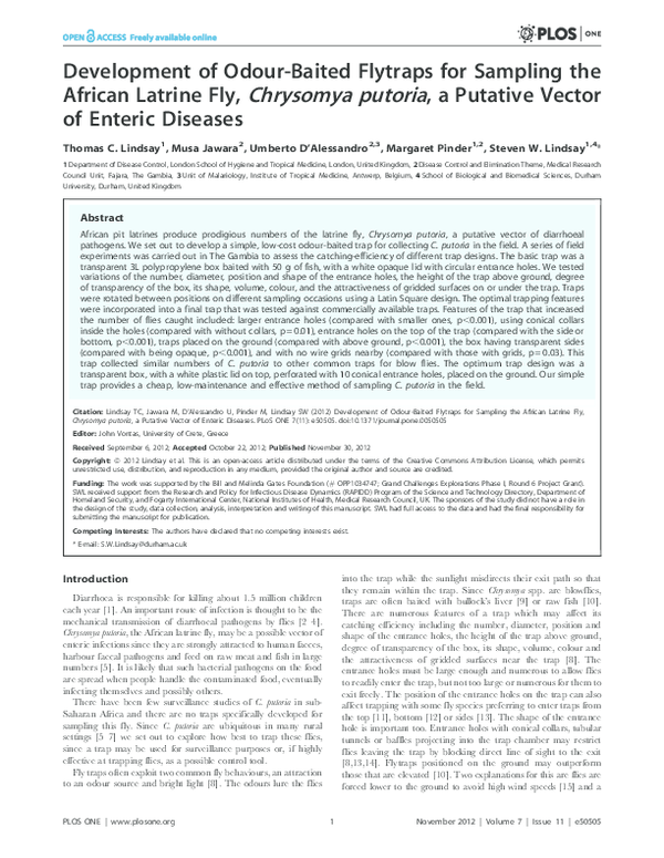 (PDF) Development of Odour-Baited Flytraps for Sampling the African ...