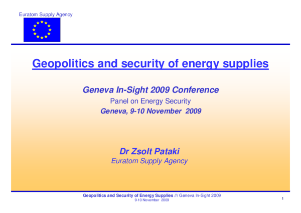(PDF) Geopolitics and security of energy supplies