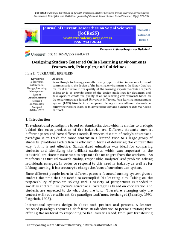 (PDF) Designing Student-Centered Online Learning Environments ...