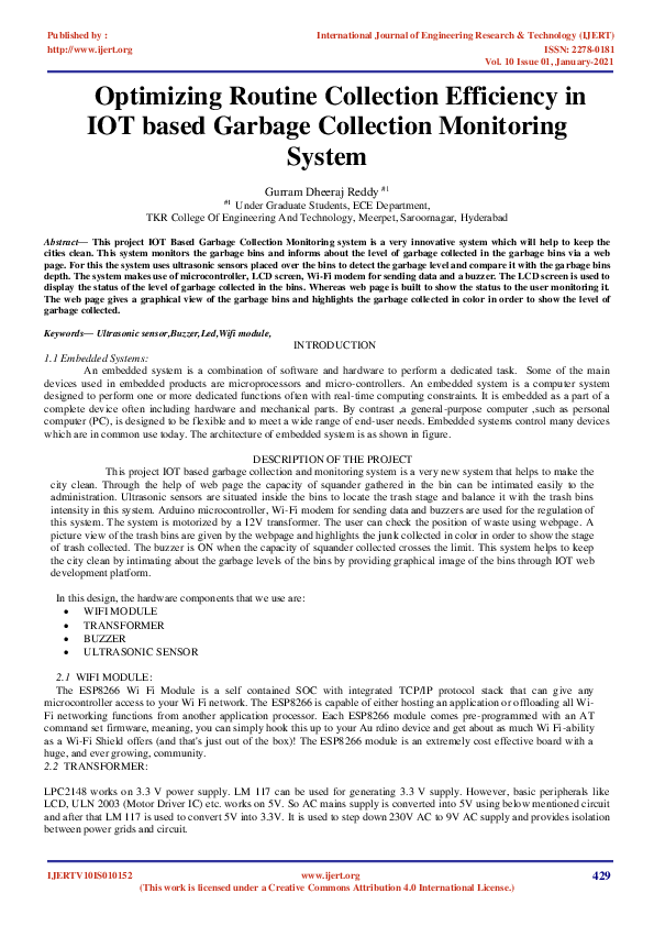 (PDF) IJERT-Optimizing Routine Collection Efficiency in IOT based Garbage Collection Monitoring ...