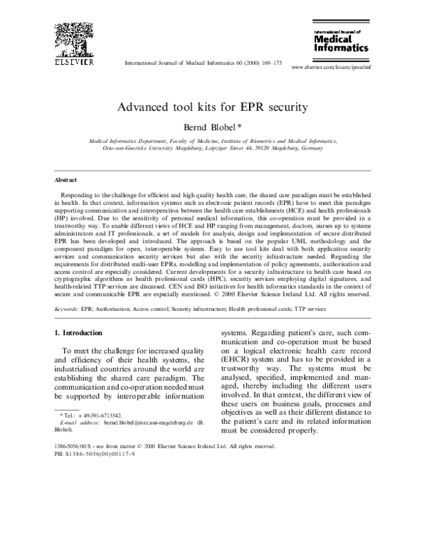 (PDF) Advanced tool kits for EPR security
