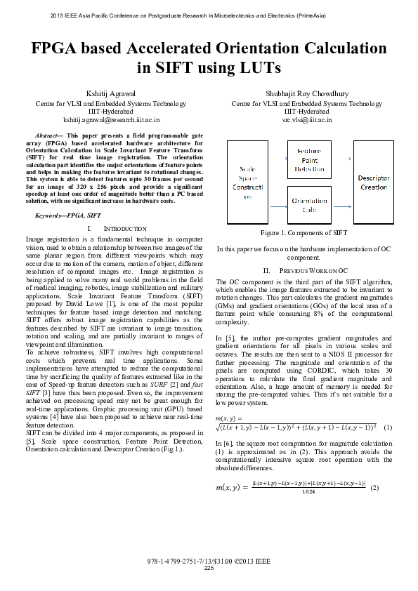 Pdf Fpga Based Accelerated Orientation Calculation In Sift Using Luts