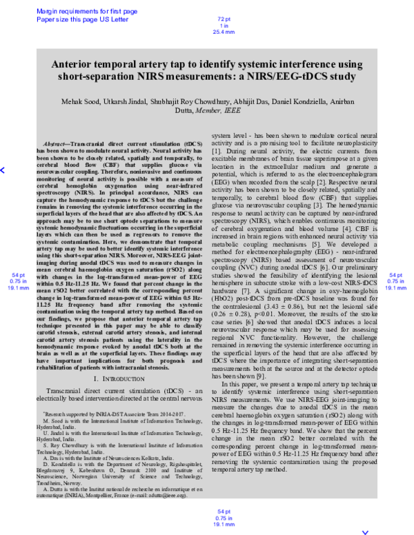 (PDF) Anterior temporal artery tap to identify systemic interference using short-separation NIRS ...
