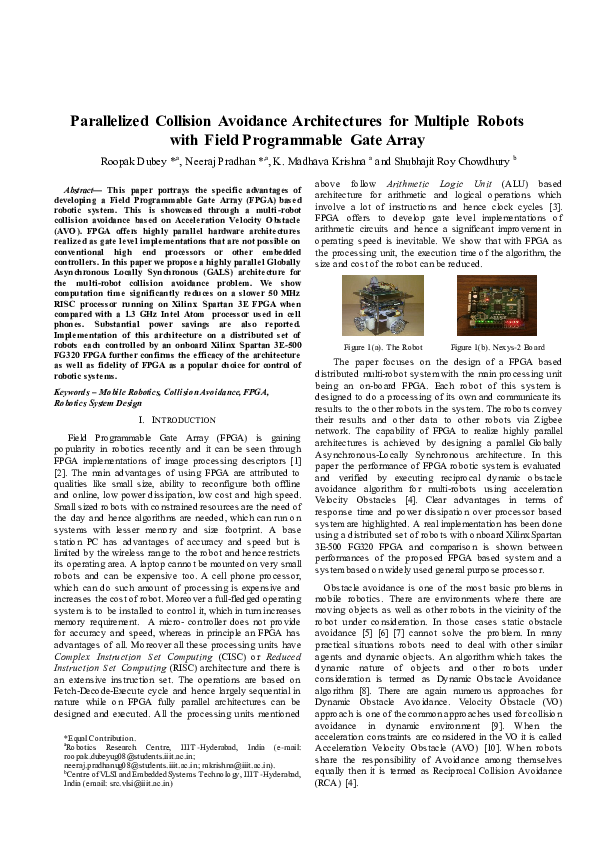 (PDF) Field Programmable Gate Array based Collision Avoidance Using Acceleration Velocity ...