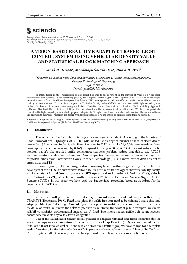 (PDF) A VISION-BASED REAL-TIME ADAPTIVE TRAFFIC LIGHT CONTROL SYSTEM USING VEHICULAR DENSITY ...