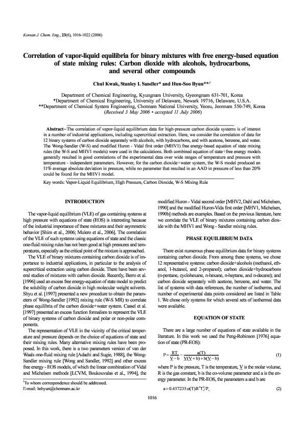 (PDF) Correlation of vapor-liquid equilibria for binary mixtures with ...