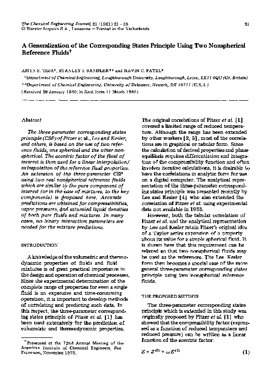 (PDF) A generalization of the corresponding states principle using two ...