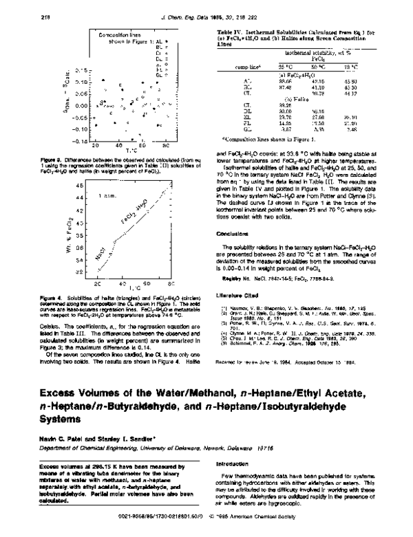 (PDF) Excess volumes of the water/methanol, n-heptane/ethyl acetate, n ...