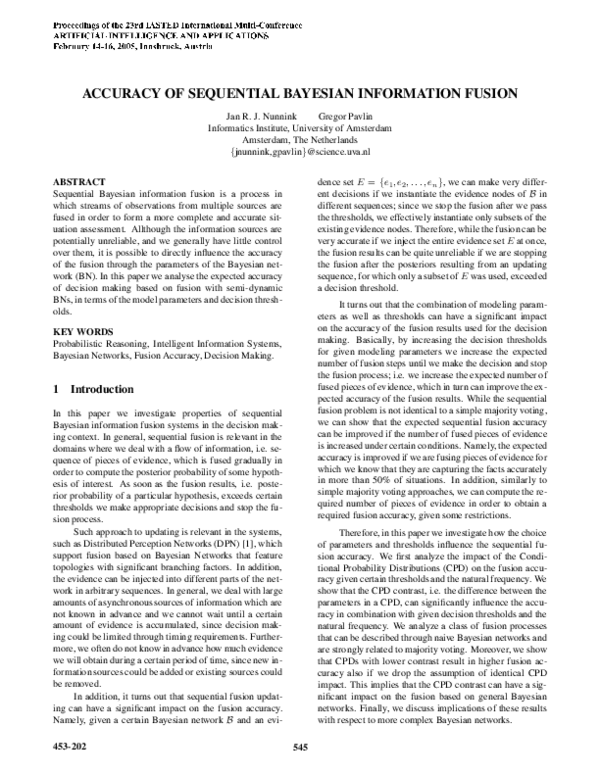 (PDF) Accuracy of Sequential Bayesian Information Fusion
