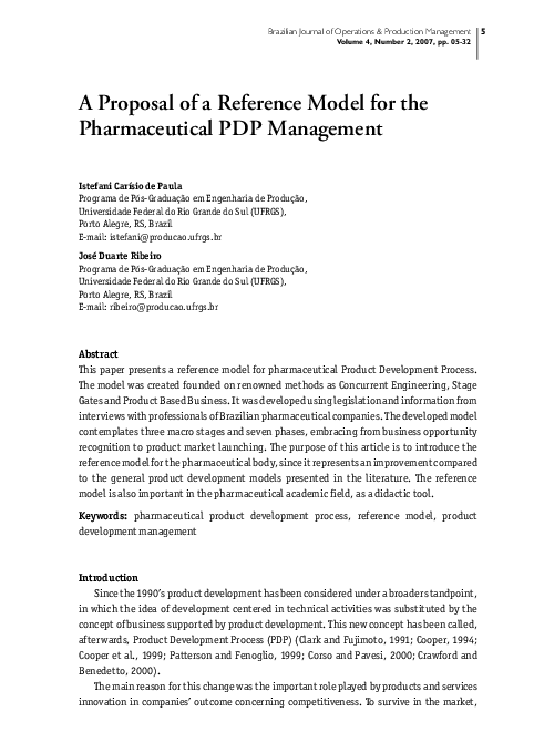 (PDF) A Proposal of a Reference Model for the Pharmaceutical PDP Management