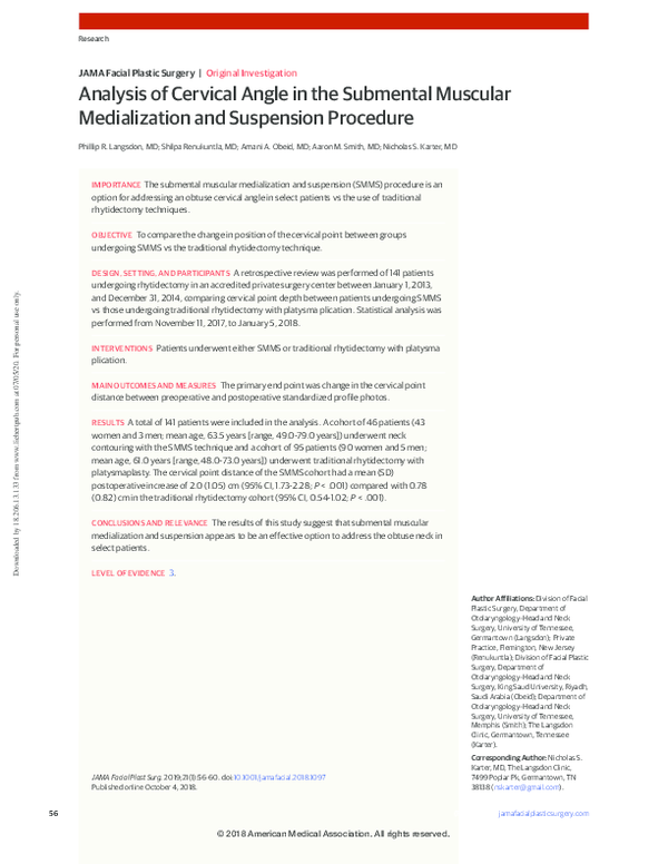 (PDF) Analysis of Cervical Angle in the Submental Muscular ...