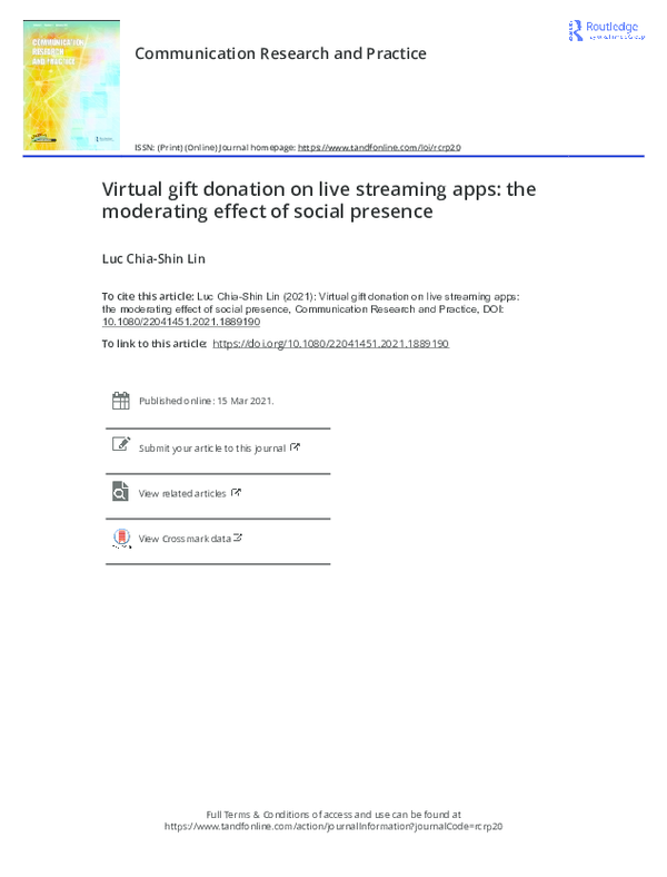 (PDF) Virtual gift donation on live streaming apps: the moderating ...