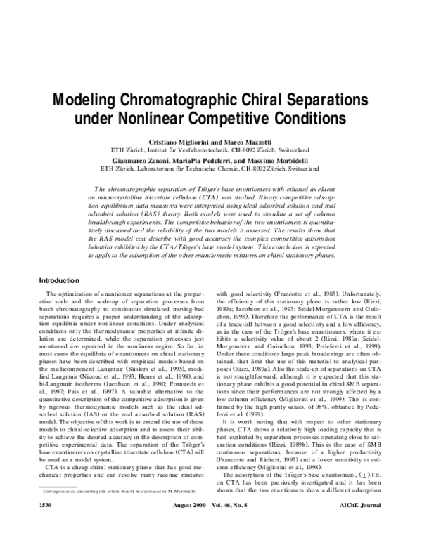 (PDF) Modeling chromatographic chiral separations under nonlinear competitive conditions ...
